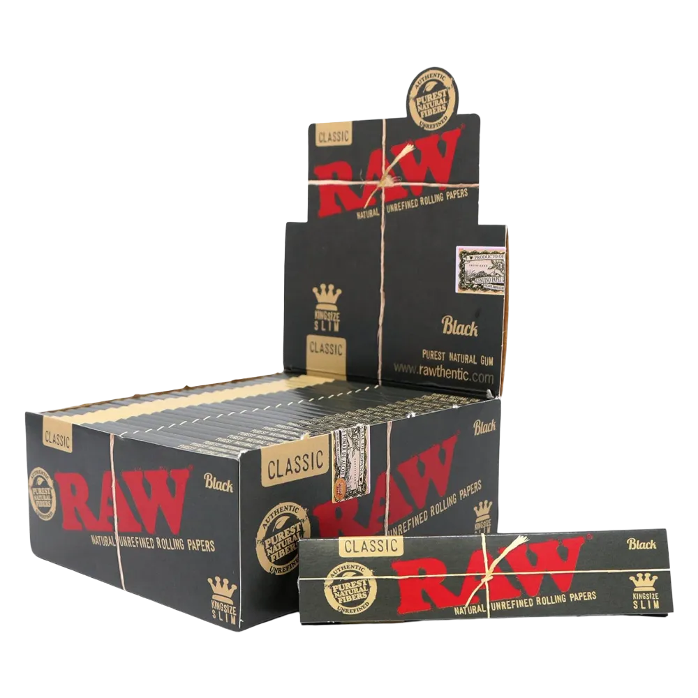 🖤 RAW Classic Black Rolling Papers 👑 King Size Slim Box 📦 - VaporWeeds
